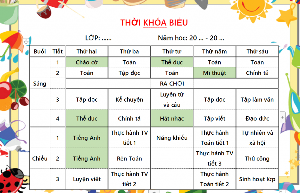 [HOT] Tải mẫu thời khóa biểu đẹp file Excel và Word năm 2024